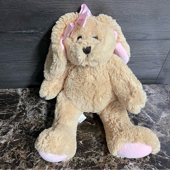Toys | Custom Kidz Stuffed Bunny Rabbit Pink Bow Plush Animal Tan Pink ...